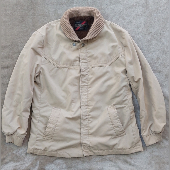 Sears | Jackets & Coats | Vtg 9s Sears Mens Beige Plush Lined Coat ...
